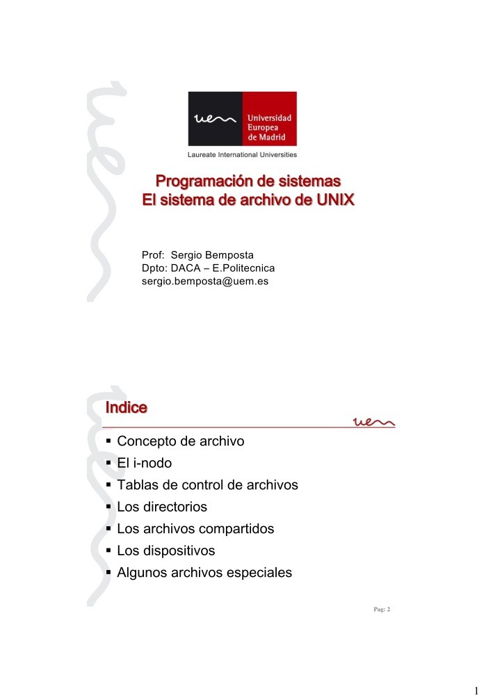 PDF de programación - El sistema de archivo de UNIX - Programación de sistemas